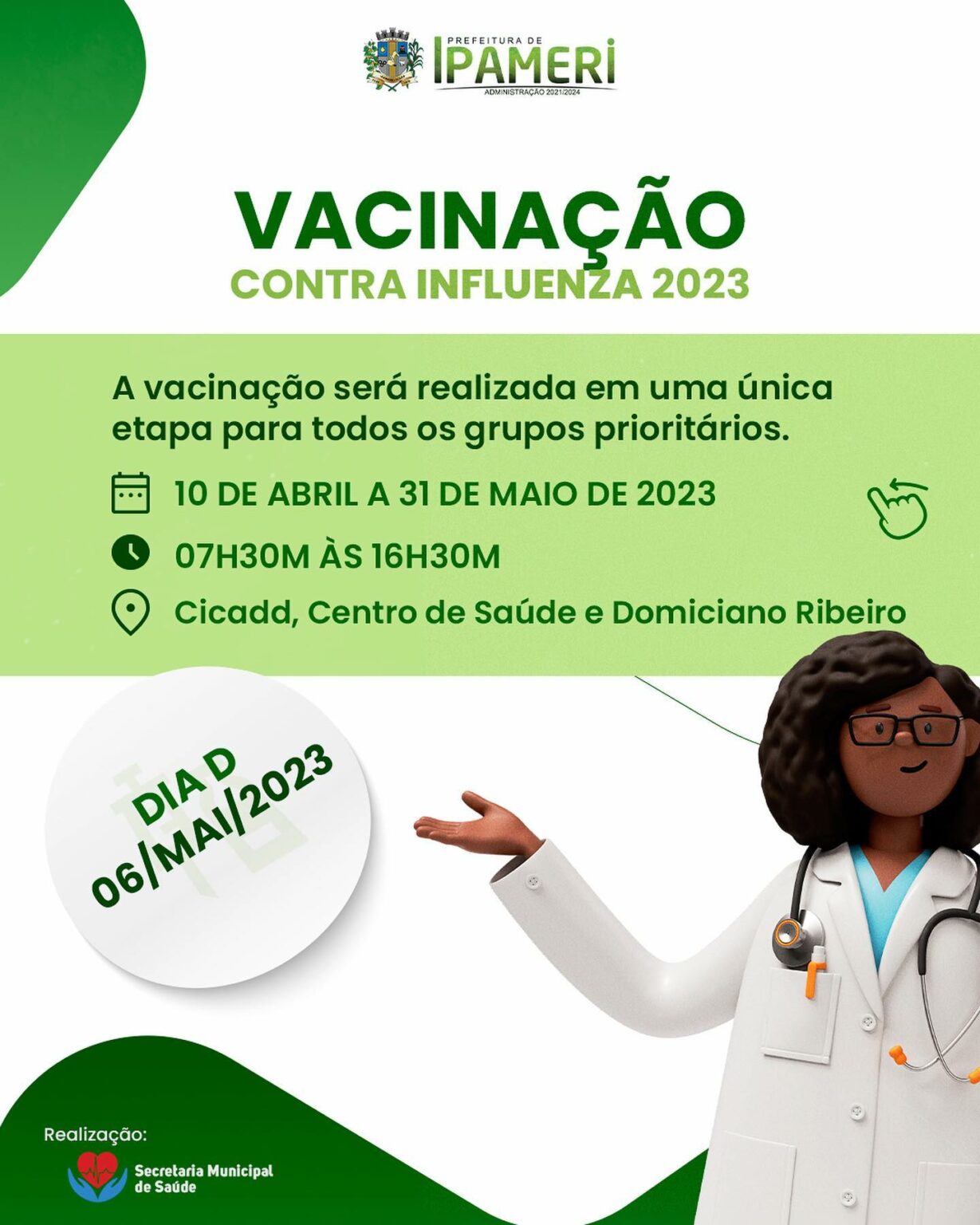 Iniciada a campanha de vacinação contra Influenza 2023 em Ipameri ...