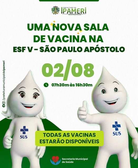 Prefeitura de Ipameri disponibilizará uma nova sala de vacina - Prefeitura Municipal de Ipameri